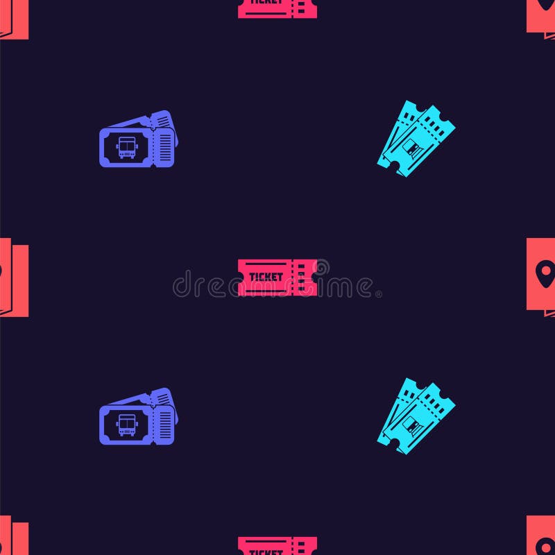 Set Train Ticket, Bus, Ticket and Cover Book Travel Guide on Seamless ...