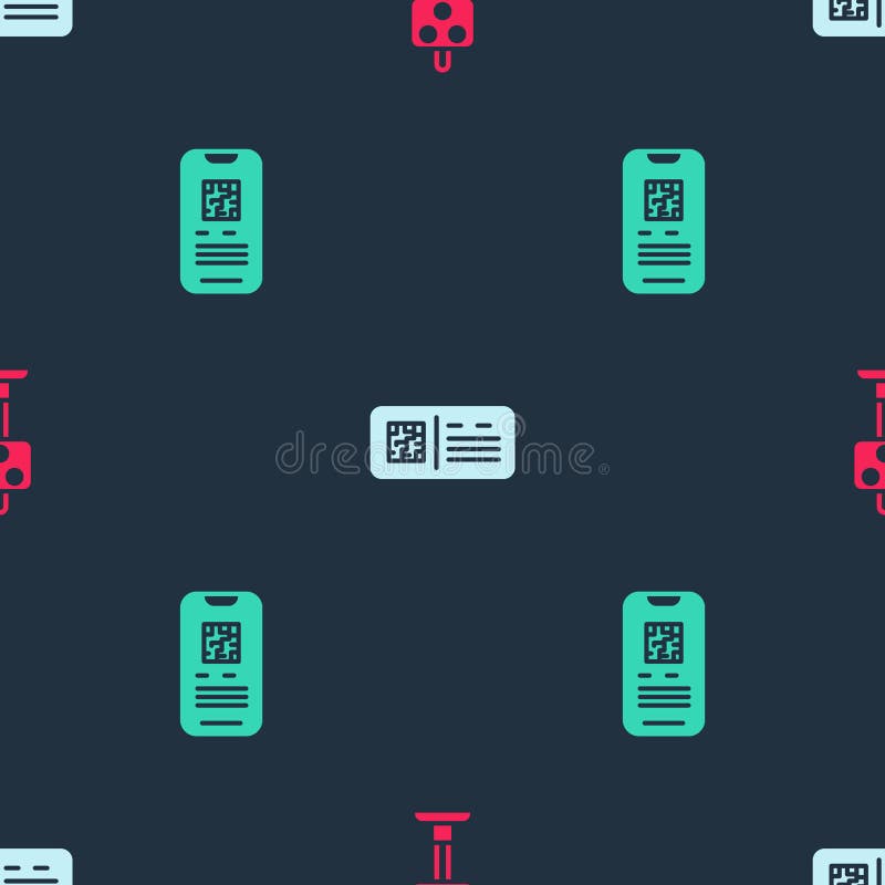 Set Train Traffic Light, QR Code Ticket Train and E-ticket on Seamless ...