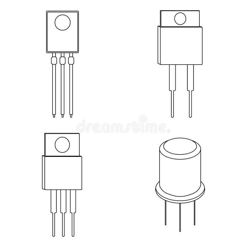 Set of Transistor Outline Icons. Vector Illustration Stock Vector ...