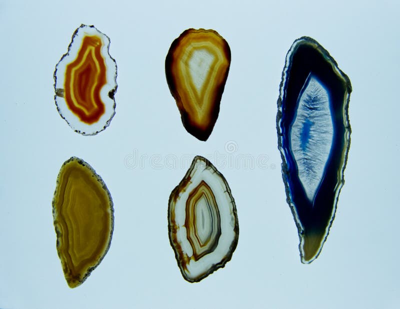 Set of Translucent Agate on Bright Background Stock Photo - Image of ...