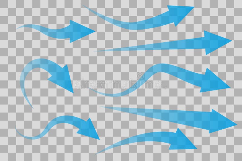 Set of Transparent Blue Arrows Showing Air Flow Isolated on Transparent ...