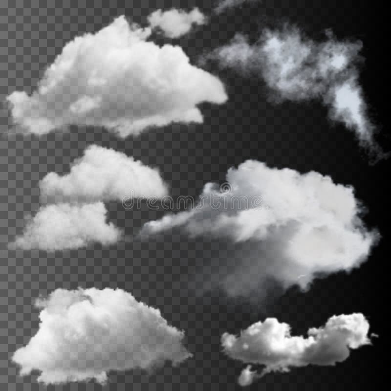 Set of transparent clouds stock illustration. Illustration of season ...