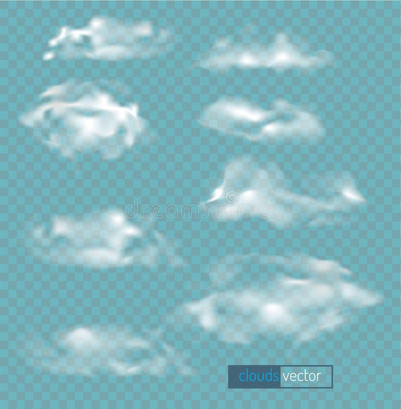 Set of Transparent Clouds.Vector Stock Vector - Illustration of light ...