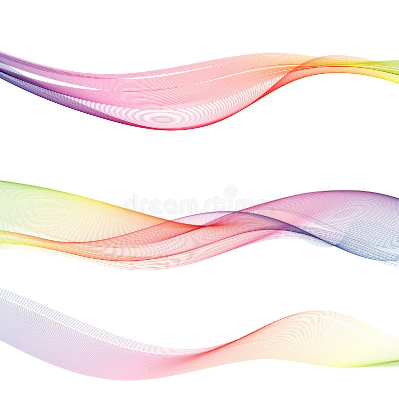Set of Transparent Color Waves, Abstract Wave Stream. Design Element ...