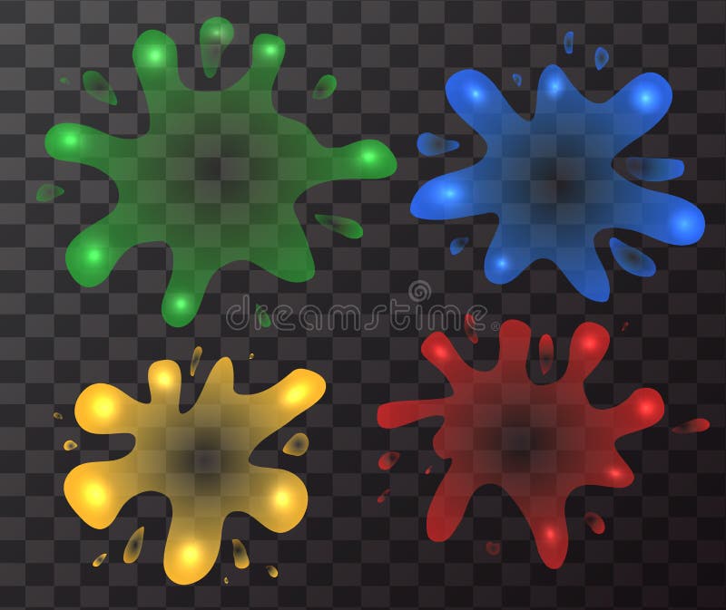 Set of Transparent Colored Paint Drops and Splashes. Stock Vector ...