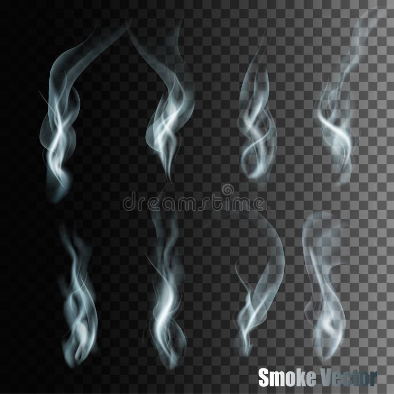 Set of Transparent Different Smoke Vectors. Stock Vector - Illustration ...