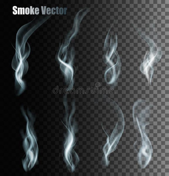 Set of Transparent Different Smoke Vectors. Stock Vector - Illustration ...