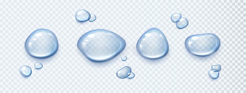 Set of Transparent Drops of Water Realistic. Transparent Clear Water ...