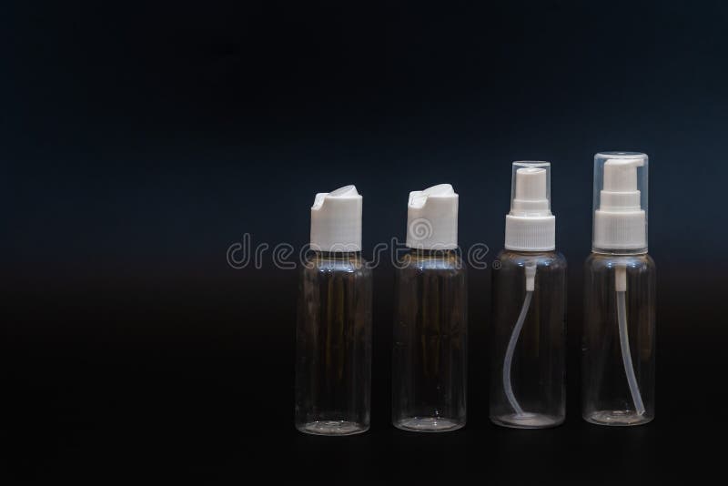 Set of Transparent Empty Plastic Bottles Containers for Cosmetics Stock ...