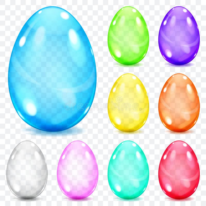 Set of Transparent Glass Easter Eggs Stock Vector - Illustration of ...