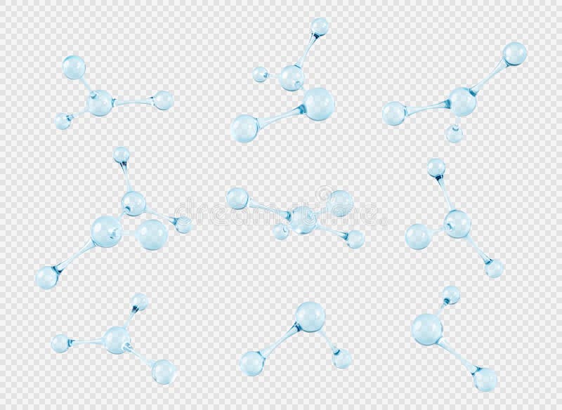 Set of Transparent Glass Molecule or Atom Models. 3D Abstract Molecular ...