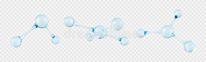 Set of Transparent Glass Molecules Model. 3D Abstract Molecular ...