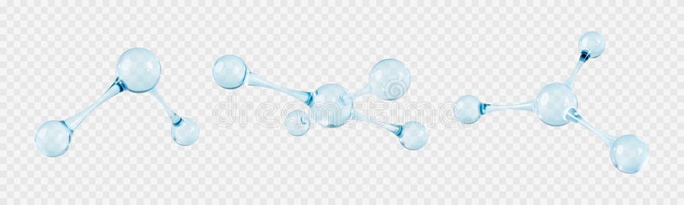 Set of Transparent Glass Molecules Model. 3D Abstract Molecular ...