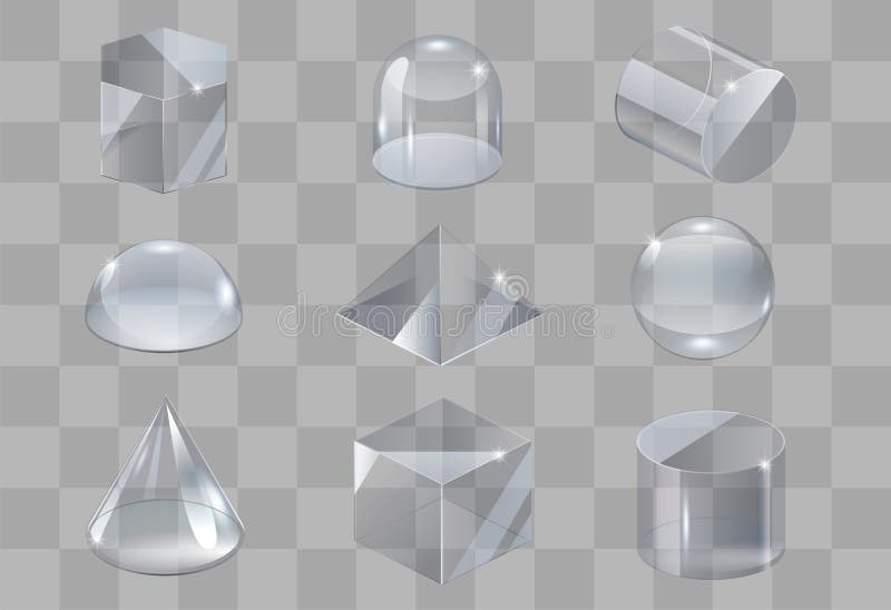 Set of Transparent Glass Shapes Stock Vector - Illustration of geometry ...