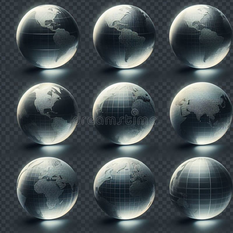 Realistic World Map in Globe Shape with Transparent Texture and Shadow ...