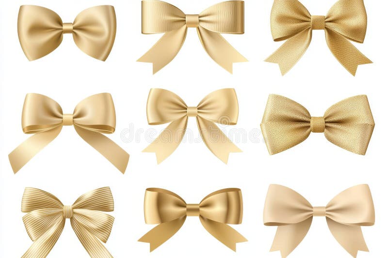 Set of Transparent Gold Ribbon Bow Elements Stock Image - Image of ...