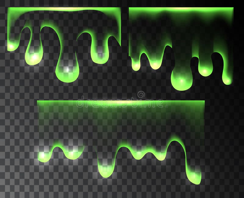 Set Transparent Green Paint Drips. Stock Vector - Illustration of drips ...