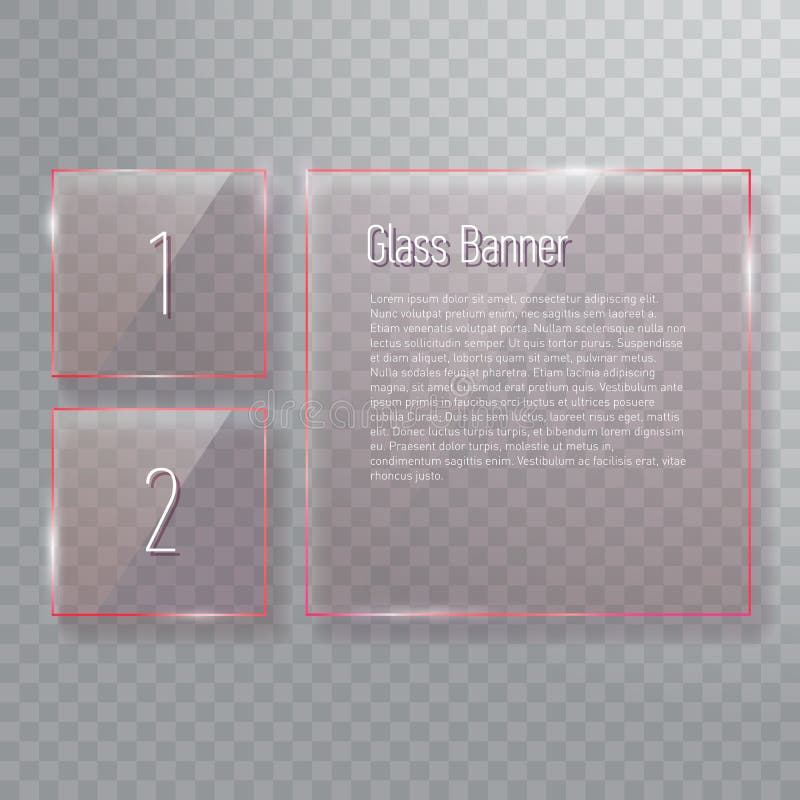 Set of Transparent Reflecting Square Glass Banners Stock Vector ...