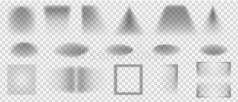 Set of Transparent Shadows of Different Shapes, Realistic Vector Shadow ...