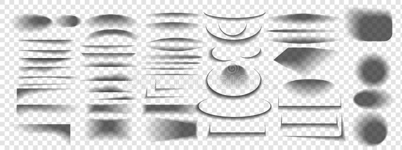 Set of Transparent Shadows. Realistic Black Shadow Effect from Paper or ...