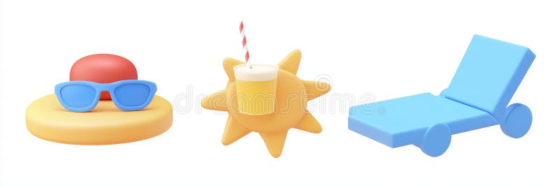 Set of Transparent Summer Objects Png Elements Stock Illustration ...