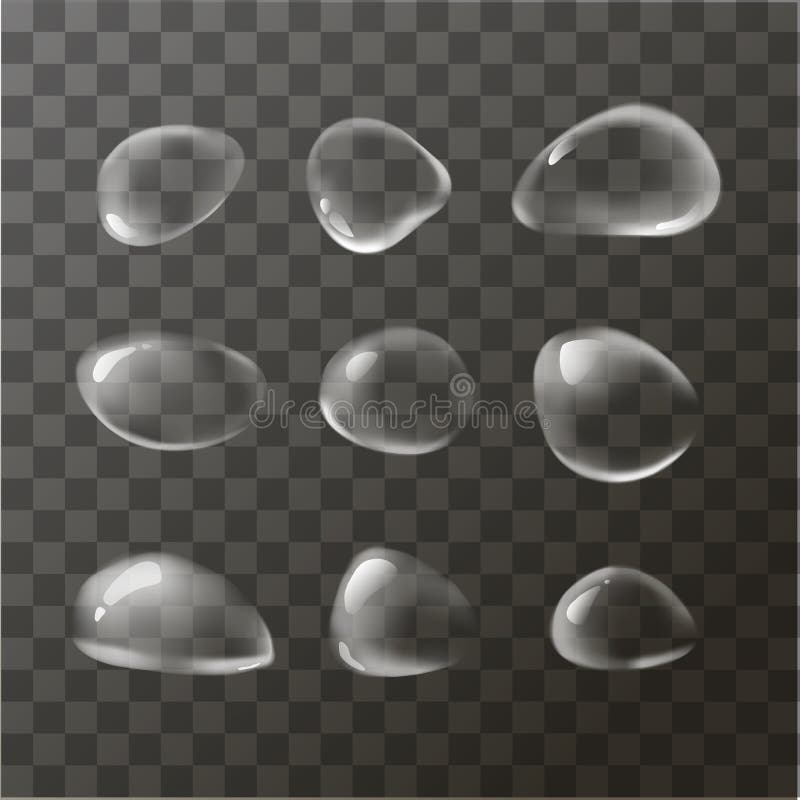 Set of Transparent Water Drops Stock Illustration - Illustration of ...