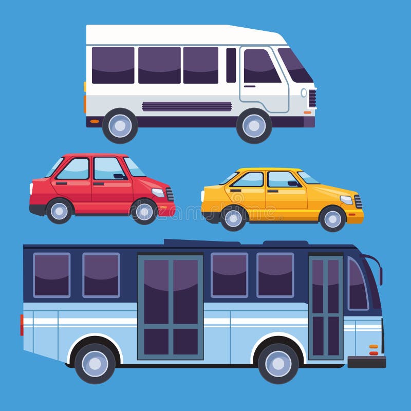 Set of Transport Service Vehicles Stock Vector - Illustration of road ...