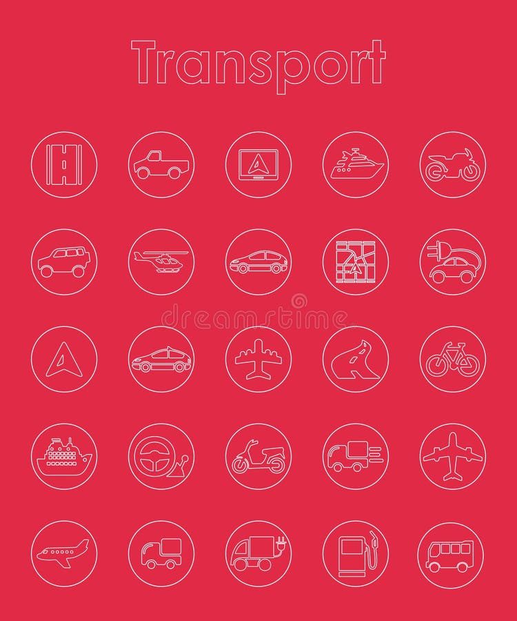Set of Transport Simple Icons Stock Vector - Illustration of collection ...