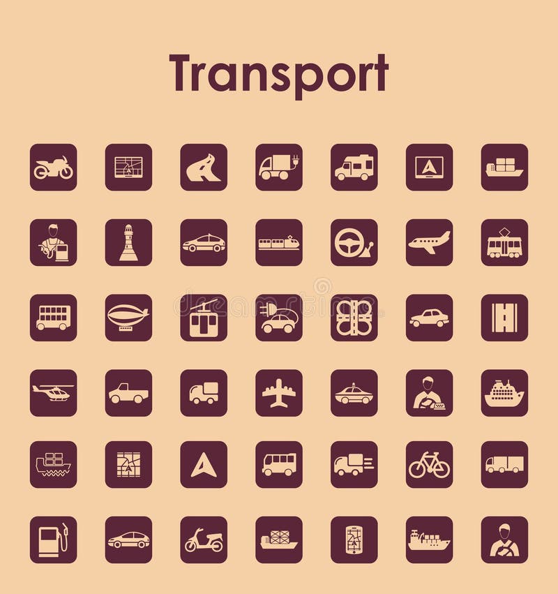 Set of Transport Simple Icons Stock Vector - Illustration of boat ...