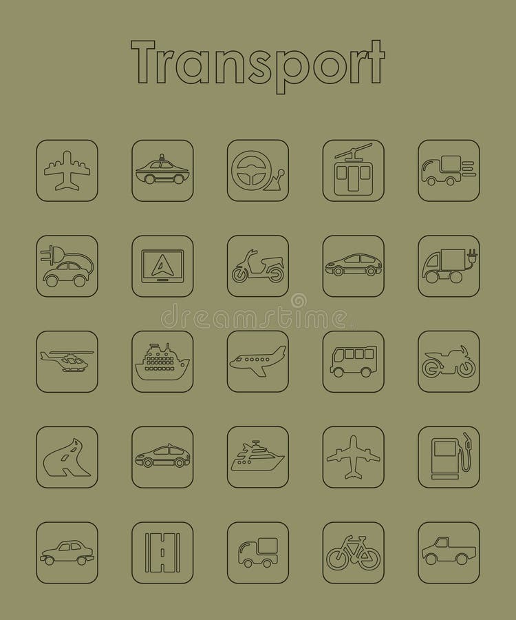 Set of Transport Simple Icons Stock Vector - Illustration of shipping ...