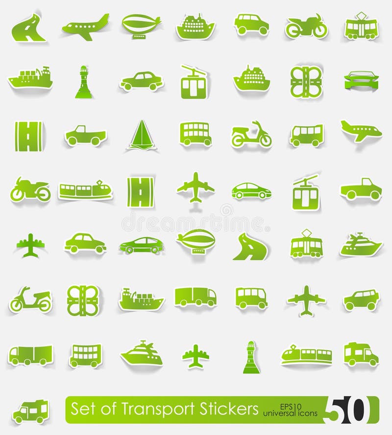 Set of transport stickers stock vector. Illustration of group - 56924675
