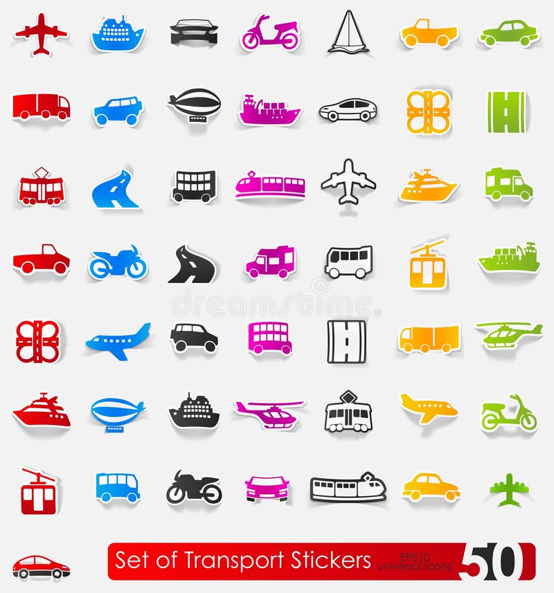 Set of transport stickers stock vector. Illustration of preview - 78778222