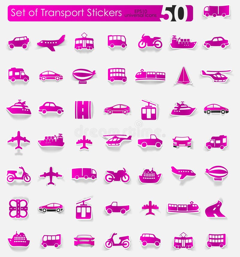 Set of transport stickers stock vector. Illustration of geometric ...