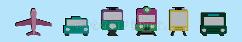 Set of Transportation Cartoon Icon Design Template with Various Models ...