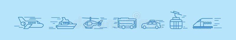 Set of Transportation Cartoon Icon Design Template with Various Models ...