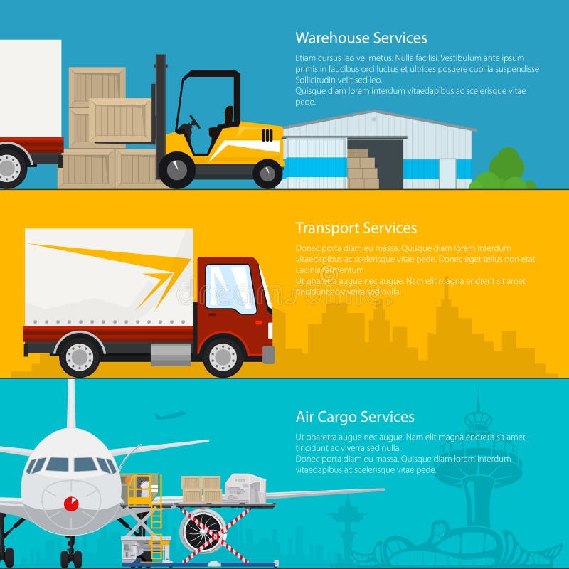 Set of Transportation Services Banners Stock Vector - Illustration of ...