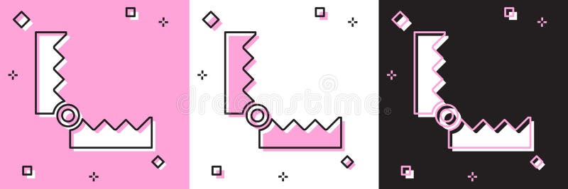 Set Trap Hunting Icon Isolated on Pink and White, Black Background ...