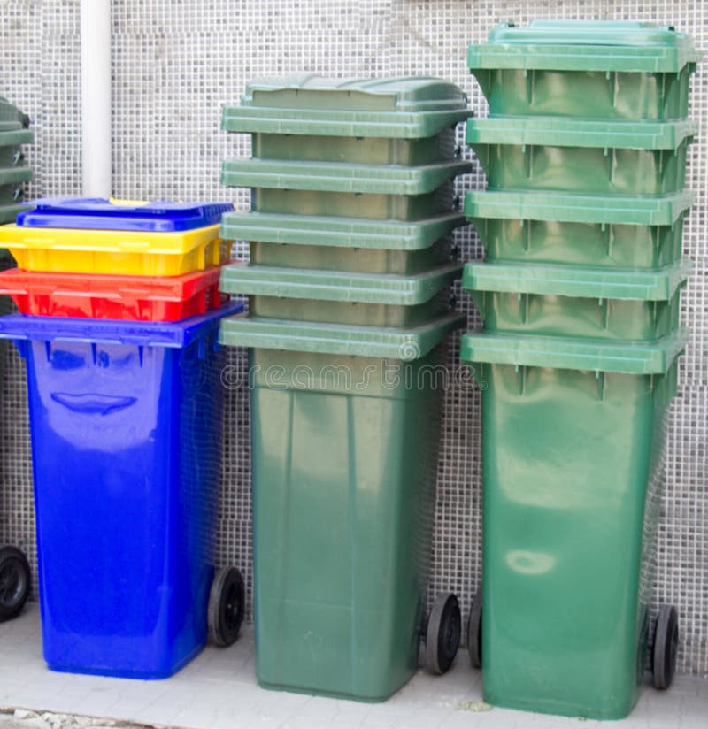 Set of Trash Bin Made of Plastic Stock Photo - Image of outline, basket ...