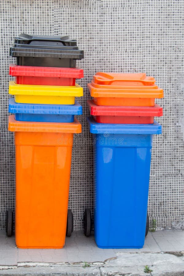Set of Trash Bin Made of Plastic Stock Image - Image of dustbin ...