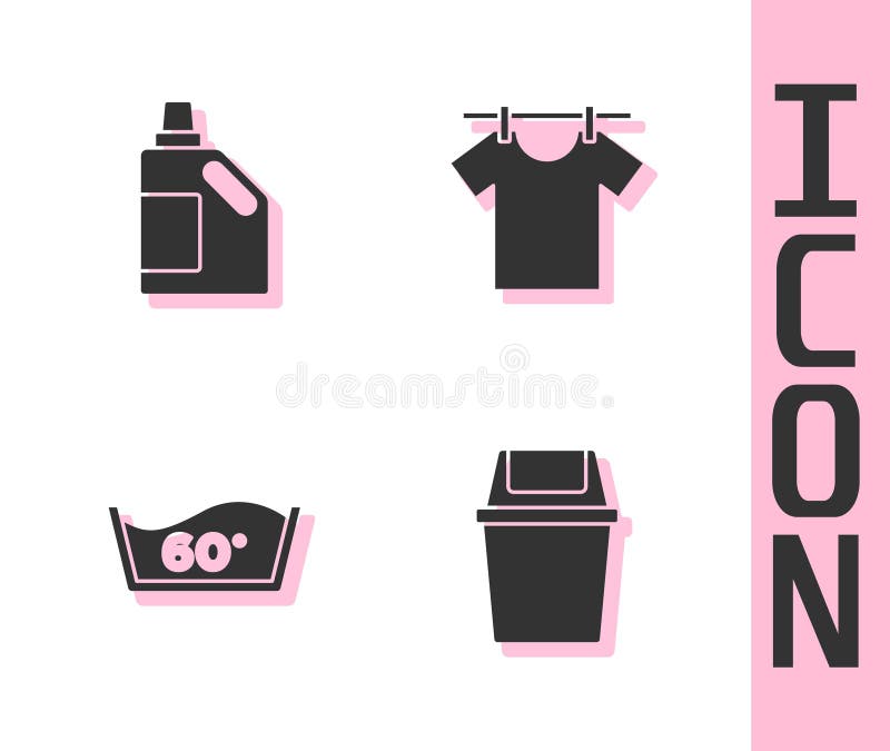 Set Trash Can, Bottle for Cleaning Agent, Temperature Wash and Drying ...