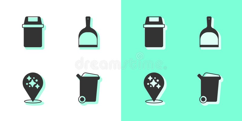 Set Trash Can, , Home Cleaning Service and Dustpan Icon. Vector Stock ...