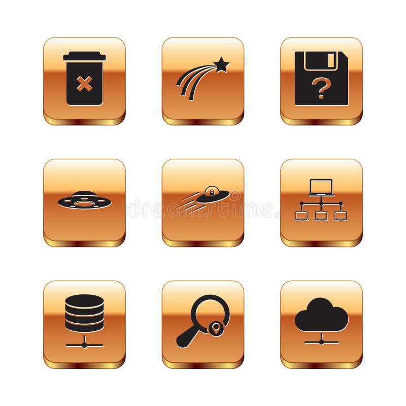 Set Trash Can, Server, Data, Web Hosting, Search Location, UFO Flying ...