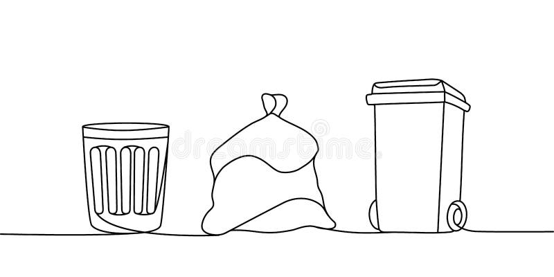 Continuous Line Drawing Garbage Stock Illustrations – 150 Continuous ...