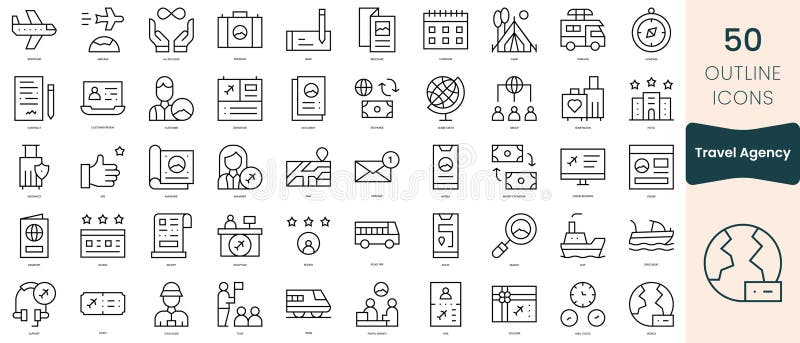 Set of Travel Agency Icons. Thin Linear Style Icons Pack Stock Vector ...