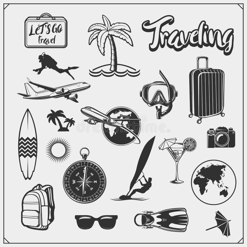 Set of Travel Emblems, Labels and Design Elements. Print Design for T ...
