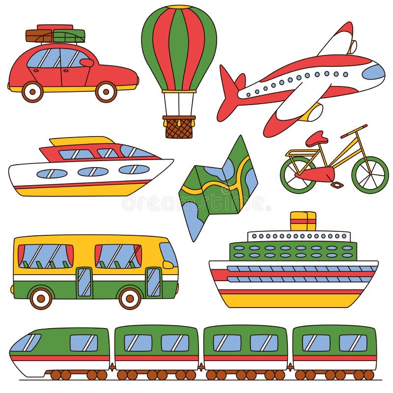 Set travel transport stock vector. Illustration of auto - 212432376