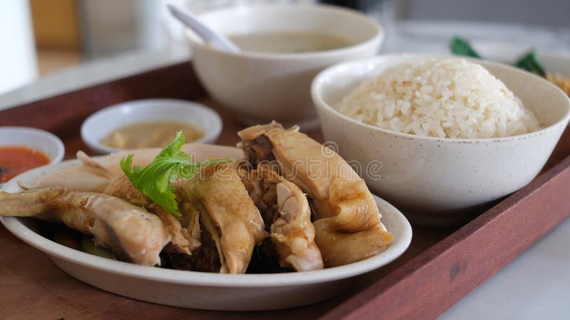 A Set Tray of Hainanese Chicken Rice Stock Image - Image of diet, asia ...