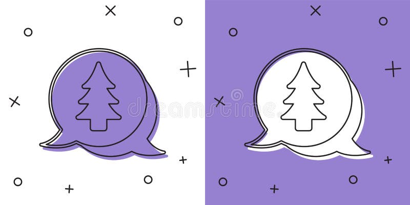 Set Tree Icon Isolated on White and Purple Background. Forest Symbol ...
