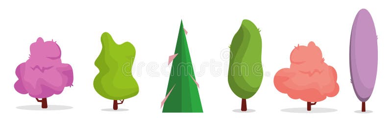 Set of Tree Illustrations Season Spring Stock Illustration ...