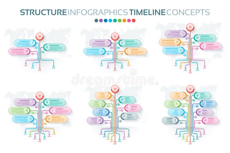 Set of Tree Infographics Templates with Branches Options Stock Vector ...